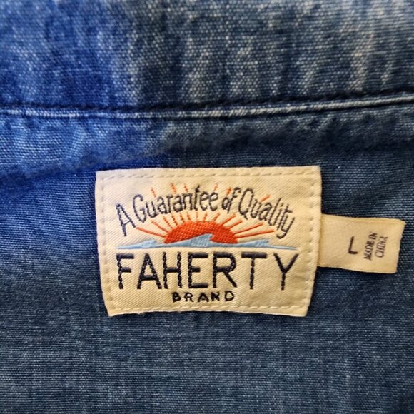 Faherty | Shirts | Faherty Polo Mens Shirt Indigo Dyed Large Heather ...